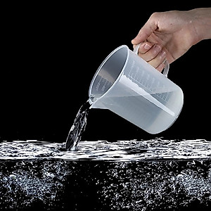 Merthvda 6 Sizes Plastic Beaker Set, 1000ml/500ml/250ml/100ml/50ml/30ml, Thicken Plastic Measuring Cup Clear Raised Graduated Liquid Container with Spout & Handle, Included 10pcs Transfer Pipettes