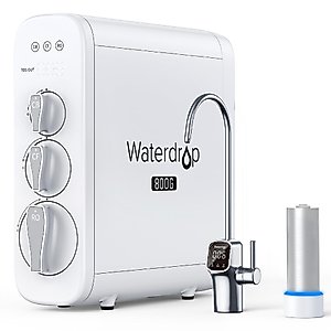 Waterdrop G3P800 Reverse Osmosis System, 800 GPD Fast Flow, NSF/ANSI 42 & 53 & 58 & 372 Certified, 3:1 Pure to Drain, Tankless Under Sink RO Water Filter System, LED Purifier, Smart Faucet