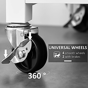 HOMCOM Kitchen Island Rolling Utility Trolley Cart with 2 Drawers Stainless Steel Top - White