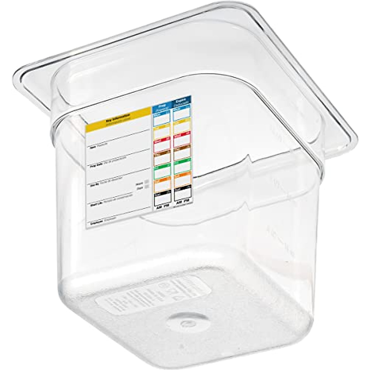 Carlisle FoodService Products StorPlus Plastic 1/6 Food Pan with Integrated Label For Restaurants, 2.5 Quarts, Clear