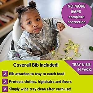 Tidy Tot All-in-One Bib and Tray Kit. Unisex. One Size fits 6 Months - 2 Years. Award Winning Weaning Aid (Dove Gray)