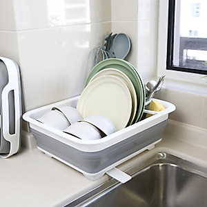 MontNorth Collapsible Dish Drainer with Drain Plug and Swivel Spout, Space-Saving, Portable Dish Rack for Kitchens, RVs, Campers and Travel Trailers