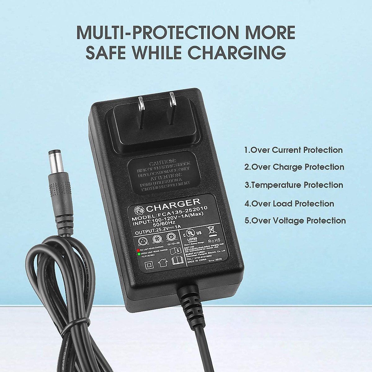 IYOBCXIHO DC 24V or 25.2V-1A Massage Gun Charger with Adapter Charger for Muscle Massage Gun Deep Tissue 24V AC/DC Power Cord Fascia Gun Match