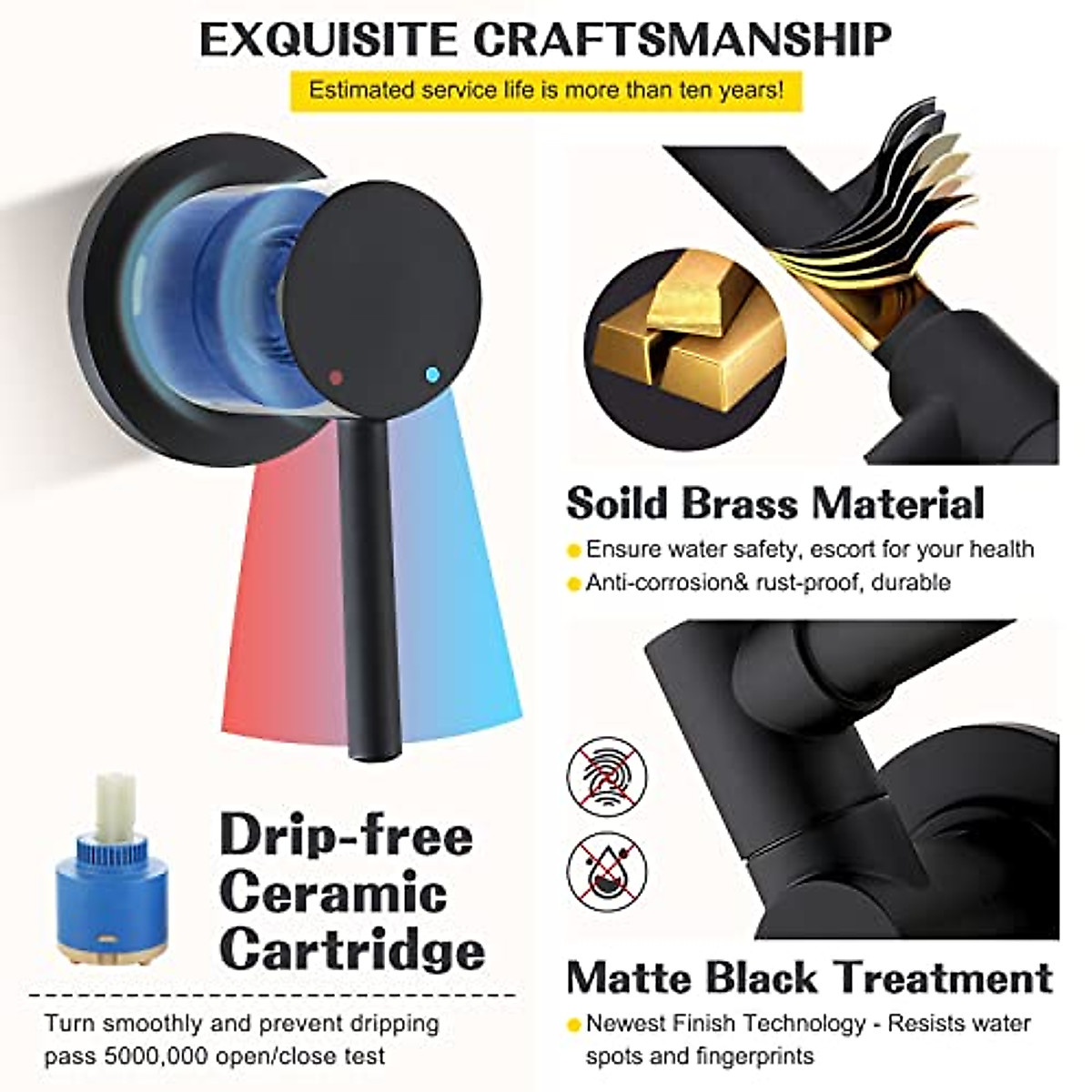 CHALIRS Pot Filler Faucet Wall Mount, Matte Black Brass Pot Filler Faucets, Kitchen Restaurant Sink Faucet Folding Stretchable,Cold and Hot Water Mixer,with Double Joint Swing Arms,Single Handle