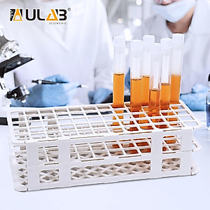 ULAB Scientific White Tube Rack and Plastic Test Tubes Set, Include 1pc of White Tube Rack, 60pcs of Plastic Macaroon Party Tubes Shot Glasses, Nature Color, UTR1015