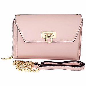 B BRENTANO Vegan Envelope Clutch Wallet Crossbody Purse with Chain Strap (Blush)
