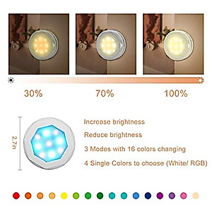 UYICOO Led Puck Lights with Remote Control, Wireless Color Changing Dimmable Under Cabinet Lighting, 3500K Battery Operated Sticker Light with Timing, Under Counter Lights for Closet