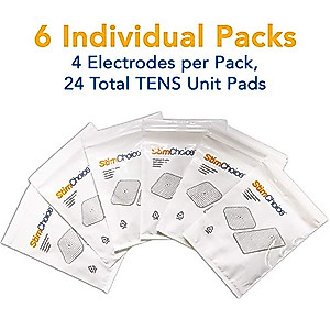 StimChoice TENS Unit Replacement Pads Snap Electrodes, 2"x 4" 24 Pack - Premium Quality TENS Pads - Compatible with TENS Machines with Snap Style Electrode Pads, Replacement Stim Pads, White