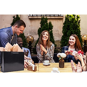 Lyforpyton Medium Black Gift Bags with Tissue Paper 11"x7.9"x3.9" Alligator Pattern Premium Gift Bag for Men Birthday Party, Wedding Father's Day