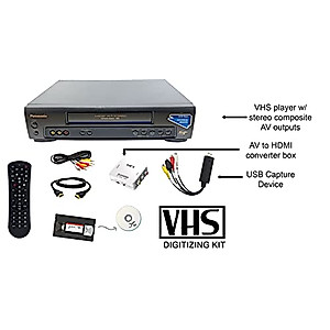 Panasonic VCR VHS Transfer Bundle w/remote, USB adapter, HDMI converter (Stereo)