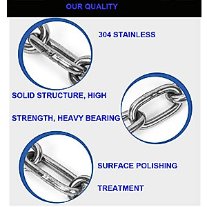 MIKMAYTOO Heavy Duty Stainless Steel Chain 550LB Capacity for Punching Bags Hanging Chair Hammocks Swing Trapeze Yoga (20, 4MM)