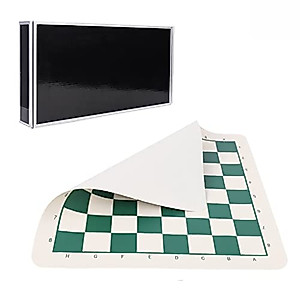LICHSY Chess Set Gift Roll Up Chess Mat and Chess Pieces Set, Tournament Chess Pieces, Green Vinyl Travel Chess Mat Chess Board Game