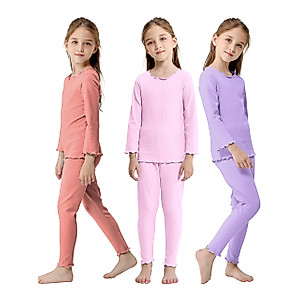 Resinta 3 Pack Girls Kids Thermal Underwear Set Toddler Soft Girls' Top and Long Johns Winter Base Layer Top & Bottom