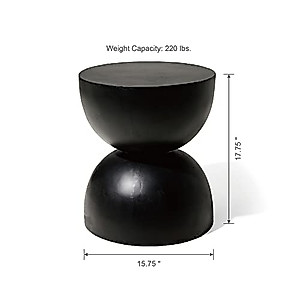 glitzhome Modern Decorative Garden Stool Heavy Duty Patio Sturdy Faux Terrazzo Garden Stool Side Table Plant Table for Indoor Covered Outdoor, 17.75”H, Black