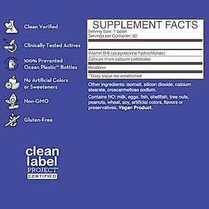 HUM Beauty zzZz - Melatonin Sleep Supplement with Blend of Vitamin B6 & Calcium - Non-GMO, Gluten-Free, Vegan (30 Tablets)