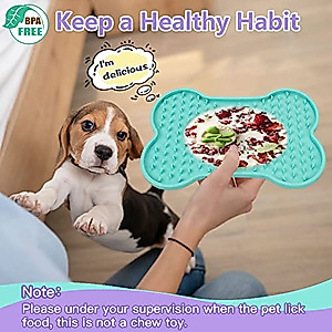 UPSKY Dog Lick Mats, 2 Pack Slow Feeder Licking Mat, Bone-Shaped Dog Lick Pads, Boredom and Anxiety Reducer, Dog Treats Lick Mats for Food, Yogurt, Peanut Butter (Purple+Blue)