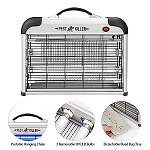 Bug Zapper Indoor, 2800V Powerful Flying Insect Mosquito Killer w/ 20W Blue Light Attract, Plug-in Pest Control Machine for Moth, Fruit Fly, Fungus Gnat, Garage Bug Catcher