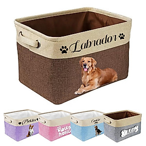 generic Custom Pet Toy Organizer Personalized Pet Folding Storage Basket Stores Dog Toys Dog Blankets & Clothes (dark brown)…
