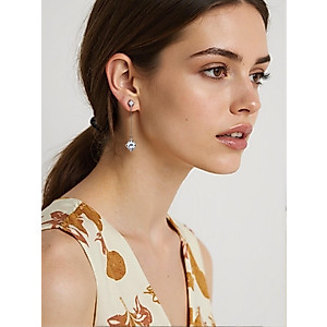 SBLING Platinum-Plated Cubic Zirconia Drop Earrings, 3.9 cttw, Cube