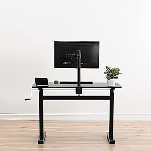 VIVO Height Adjustable 43 x 24 inch Standing Desk, Hand Crank Sit Stand Home Office Workstation with Frame and Solid One-Piece Table Top, Black, DESK-M43TB