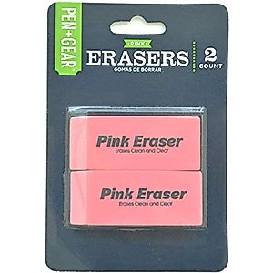 PEN+GEAR Smudge-Proof Pink Erasers 2 Count
