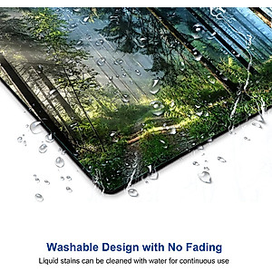 Natural Scenery Forest Custom Design, Square Waterproof Non-Slip Rubber Base MousePads for Office Laptop, 9.5"x7.9"x0.12" Inch