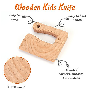 Ufandia Wooden Kids Knife, Children Kitchen Wooden Knife for Cooking Safe Kitchen Tools for Toddlers, Crocodile Wooden Knives for Cutting Fruits, Salad and Vegetables, Safe Knife for Kids Beginner