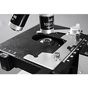 Vision Scientific VME0007B-100-LD Binocular Compound Microscope, 10x WF Eyepieces, 40x—1000x Magnification, LED Illumination, Coaxial Coarse & Fine Focus, 1.25 N.A. Abbe Condenser