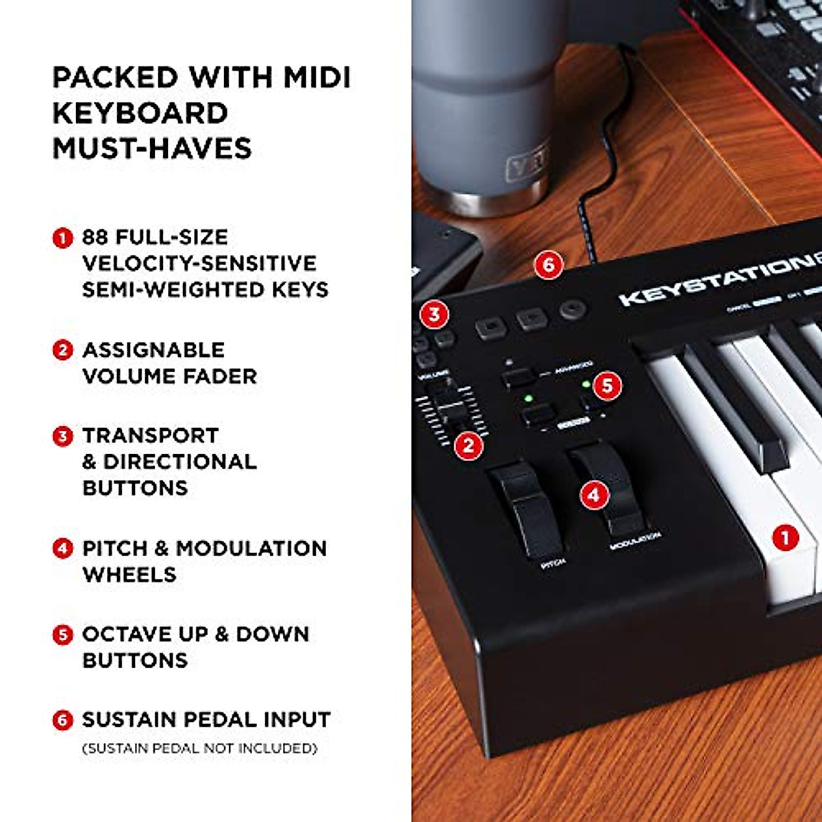M-Audio Keystation 88 MK3 – 88 Key Semi Weighted MIDI Keyboard Controller for Complete Command of Virtual Synthesizers and DAW parameters