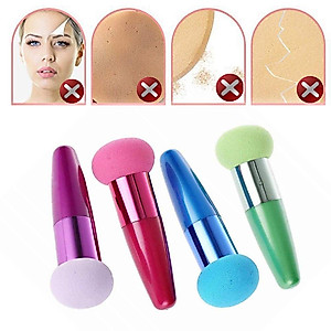 2Pcs Makeup Sponge Mushroom Facial Foundation Sponges Makeup Blending Sponge Powder Puff Makeup Tools with Handle Case for Liquid Foundation Creams and Powders
