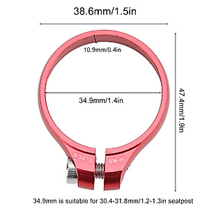 34.9mm Bike Seatpost Clamp, Aluminum Alloy Lock Seatpost Clamp Bike Accessory(red)