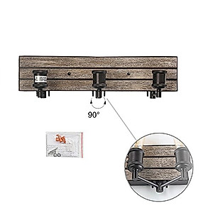 LOG BARN Vanity Lights, Bathroom Fixtures in Rustic Wood and Oil Rubbed Metal Finish, Farmhouse Wall Sconces with Adjustable Sockets Over Mirrors