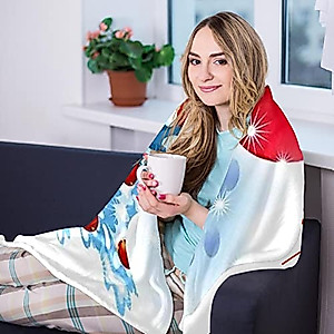 Merry Christmas Prints Soft Warm Cozy Blanket Throw for Bed Couch Sofa Picnic Camping Beach, 150×100cm