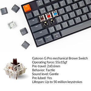 Keychron K8 Hot-swappable Wireless Bluetooth 5.1/Wired USB Mechanical Gaming Keyboard, Tenkeyless 87 Keys Computer Keyboard with Gateron G Pro Brown Switch RGB Backlight N-Key Rollover for Mac Windows