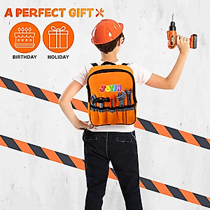 JOYIN 32PCS Kids Tool Set, Pretend Play Toddler Tool Toys with Construction Backpack Costume & Electronic Toy Drill for Boy Girl Halloween Present Birthday Dress Up Party