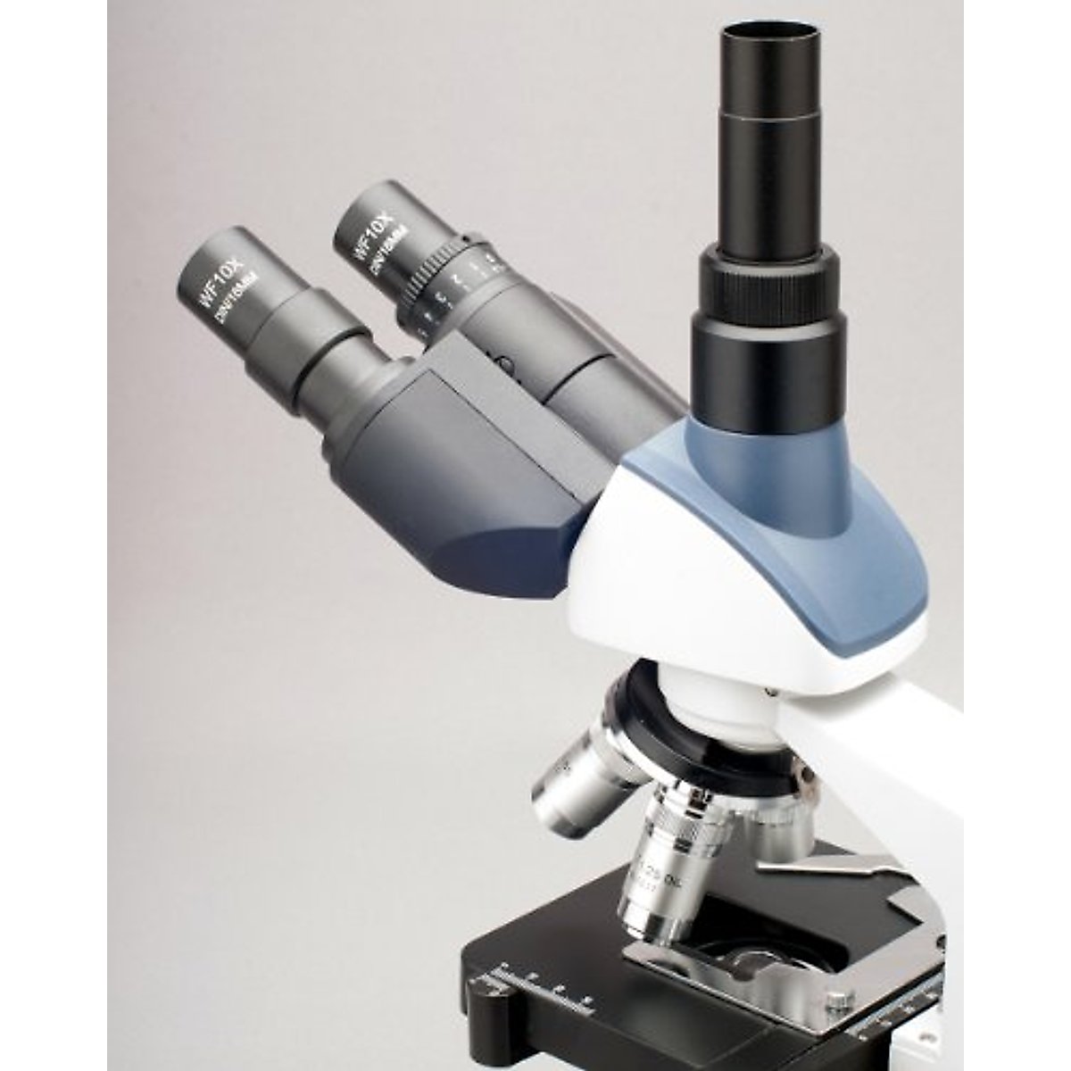 AmScope T120B-9M Digital Professional Siedentopf Trinocular Compound Microscope, 40X-2000X Magnification, WF10x and WF20x Eyepieces, Brightfield, LED Illumination, Abbe Condenser with Iris Diaphragm, Double-Layer Mechanical Stage, 100-240VAC, Includes 9MP