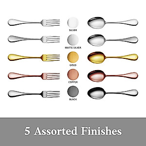Artaste 56426 Rain 18/10 Stainless Steel Table LARGE SERVING Spoons and Forks Set, of 6 in Each, Silver