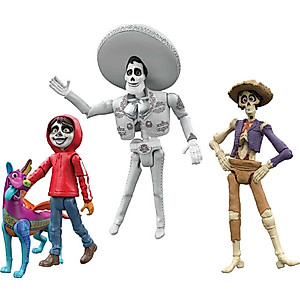 Disney Pixar Coco Storyteller Action Figure Multi-Pack, Miguel Hector Ernesto Dante In the Land of the Dead, Posable Movie Toys