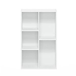 Furinno Luder 5-Cube No Tool Assembly Open Shelf, White