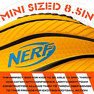 Nerf Kids Foam Football - Spiral Grip Mini Soft Foam Football for Kids - Easy Grip Junior Football - 8.5"