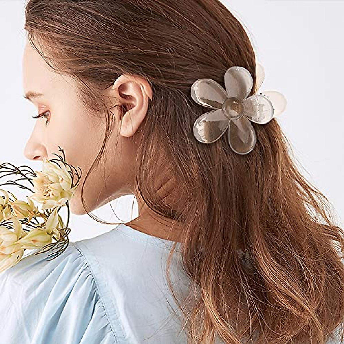 TODEROY 6 PCS Big Hair Claw Clips Matte Flower Hair Clips Non-Slip Cute Hair Catch Barrettes Plastic Jaw Clamps for Thin Thick Hair Hair Acrylic Accessories for Women Girls 6 Colors