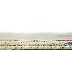 Unique Loom Positano Collection Coastal Modern Bright Colors Fish Beige Area Rug (5' x 8')