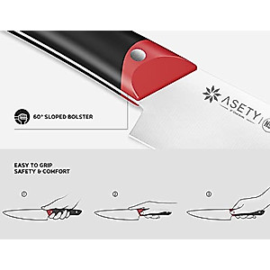 ASETY Kitchen Knife Set with Block- NSF Food-Safe 17 PCS Modern Knives Full Tang German Stainless Steel Chef Knife Set with 4-in-1 Knife Sharpener and 2x Peeler- Ergonomic Handle and Gift Box