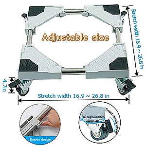 Multi-Functional Furniture Dolly Roller Base Adjustable Movable Base Refrigerator Stand for Washing Machine Refrigerator and Dryer (4 Wheel)