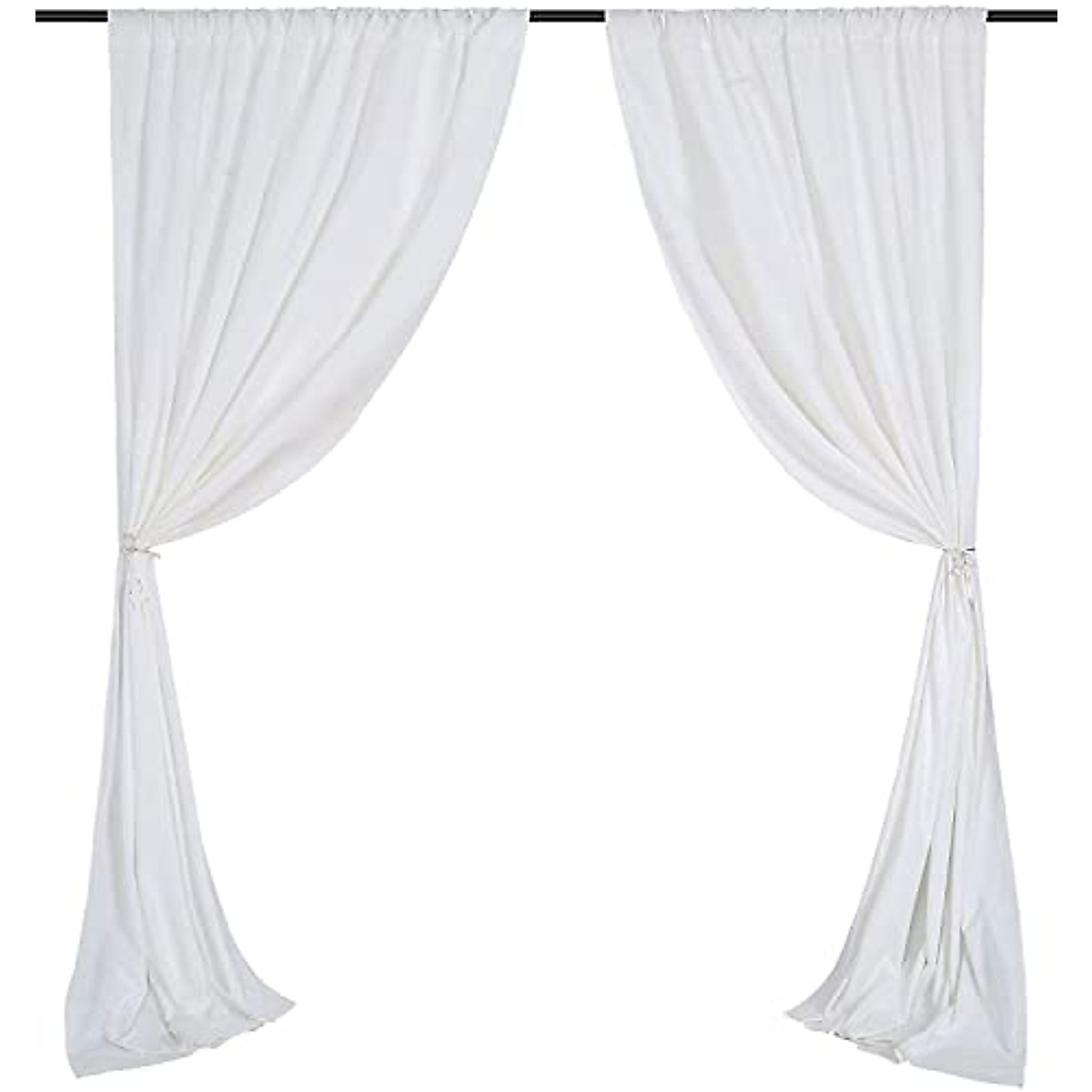 MoKoHouse 10ft x 8ft White Backdrop Curtains for Parties White Backdrop Drape for Birthday Wedding 2 Panels 5ft x 8ft