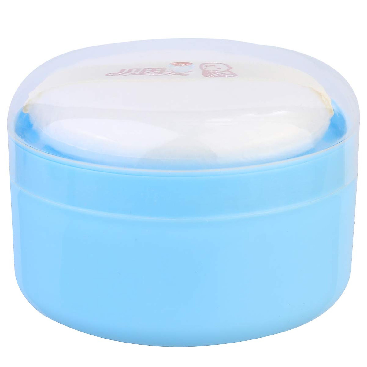 LEORX 1 Set Baby After-Bath Puff Box Portable Empty Body Powder Container Dispenser Case with Sifter and Powder Puffs for Home Travel Use (Blue)
