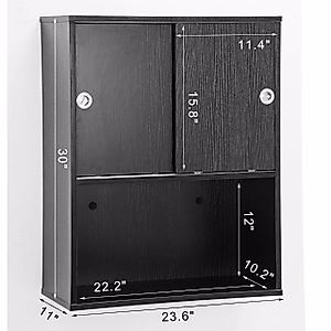 BarberPub Wall Mounted Barber Shampoo Station Storage Cabinet Salon Beauty Spa Equipment for Barber Salon Shop(Black) 7136