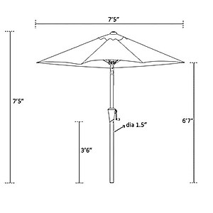 C-Hopetree 7.5 ft Outdoor Patio Market Table Umbrella with Tilt, Beige