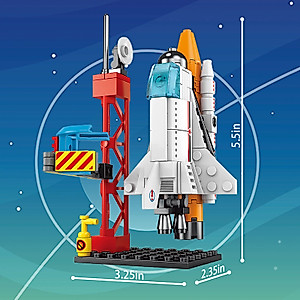 Scosloo Mini Space Shuttle Building Block Toy, Spaceship Rocket Launch Center Toy Set, Aerospace Rocket Building Kit Gifts for 7 8 9 10 11 12 Years Old Boys Kids (107Pcs)