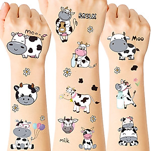 Glenmal 72 Sheet 540 Pcs Cow Temporary Tattoos for Kids, Birthday Party Decorations Party Supplies Favors Cute Cow Tattoo Sticker Style Milk Gift Ideals for Boys Girls Schools Prizes Themed